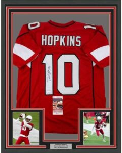 framed autographed/signed deandre hopkins 33x42 arizona red football jersey jsa coa