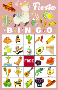 fiesta bingo game - kid's printable bingo game