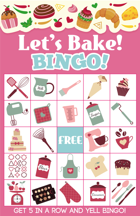 Cupcake, Baking BINGO Game - Kid's Printable Bingo Game