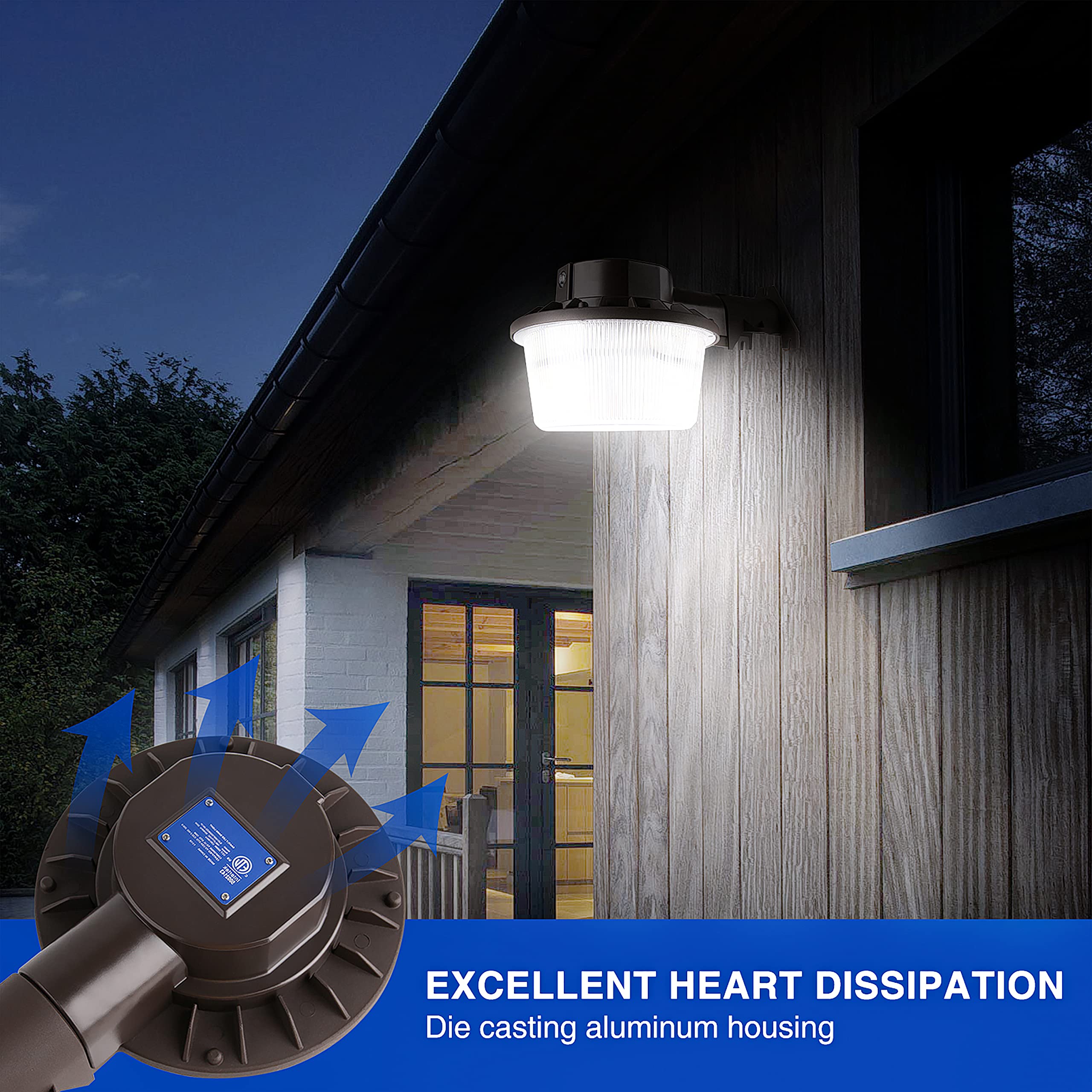 SAATLY LED Barn Light 50W, Dusk to Dawn Area Lights with Photocell, Outdoor Security Flood Lighting, ETL & DLC Listed, IP65 Waterproof, 110-277V, 6000LM 5000K Daylight for Garage, Yard