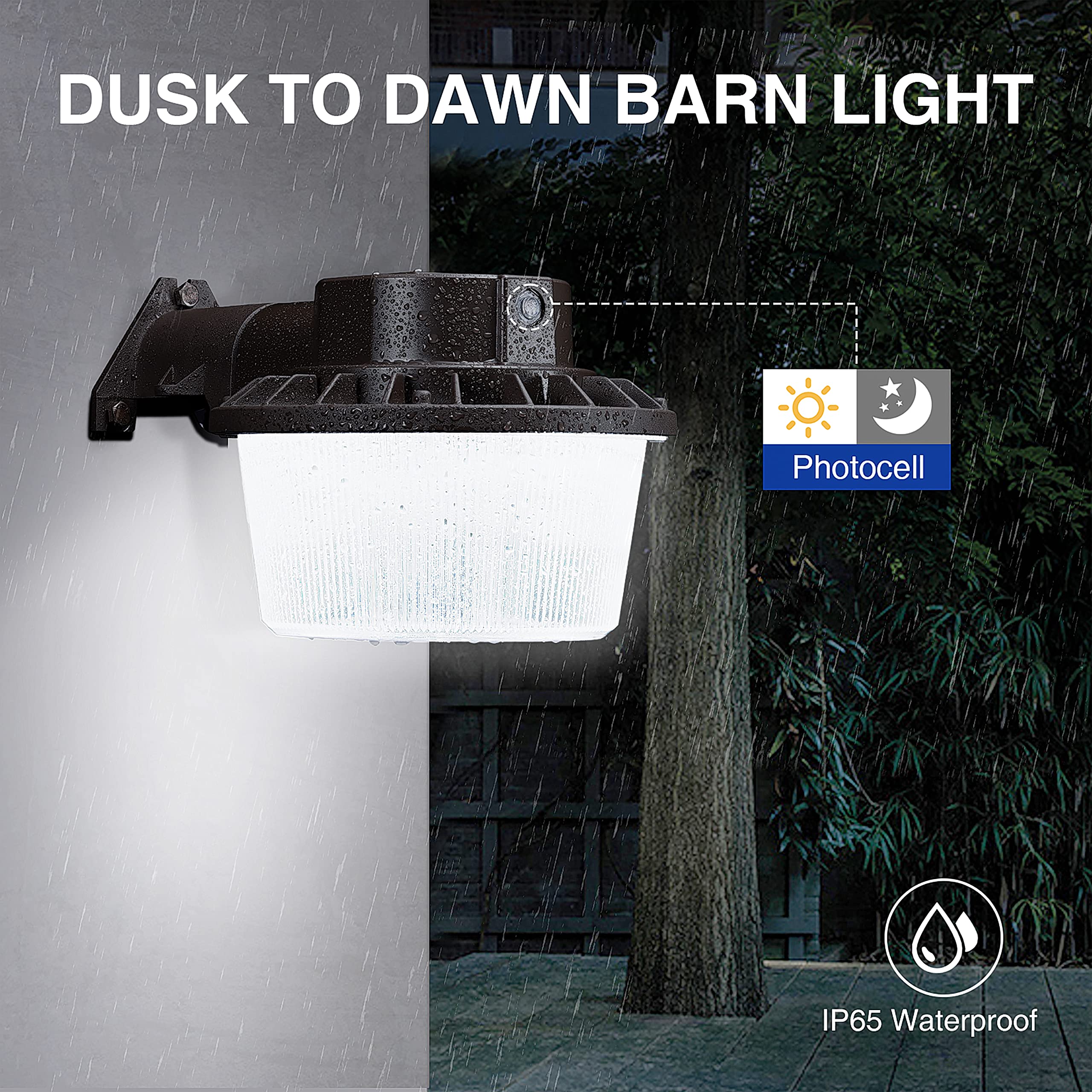 SAATLY LED Barn Light 50W, Dusk to Dawn Area Lights with Photocell, Outdoor Security Flood Lighting, ETL & DLC Listed, IP65 Waterproof, 110-277V, 6000LM 5000K Daylight for Garage, Yard