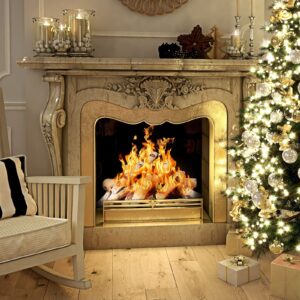 QuliMetal Gas Fireplace Logs Set, Ceramic White Birch Wood Logs for Indoor Inserts,Outdoor Firebowl,Fire Pits, Vented, Propane, Gel, Ethanol, Electric, Realistic Fireplace Decoration, 6 Pcs