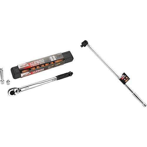 EPAuto 1/2-inch Drive Click Torque Wrench + 1/2-Inch Drive by 24" Length Breaker Bar