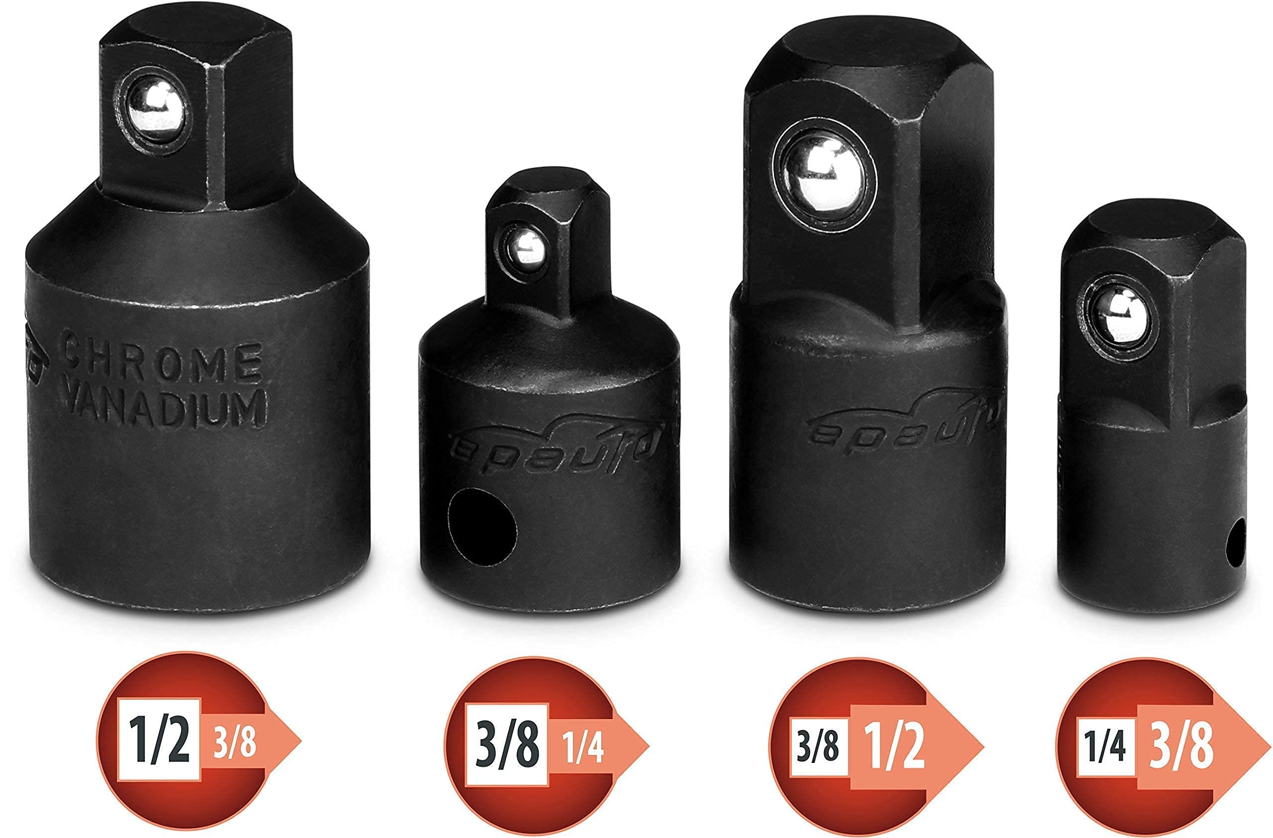 EPAuto 1/2-inch Drive Click Torque Wrench + 4 Pieces - Impact Socket Adapter