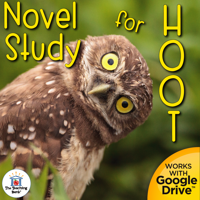 Novel Study Book Unit for Hoot by Carl Hiaasen Printable or for Google Drive™ or Google Classroom™