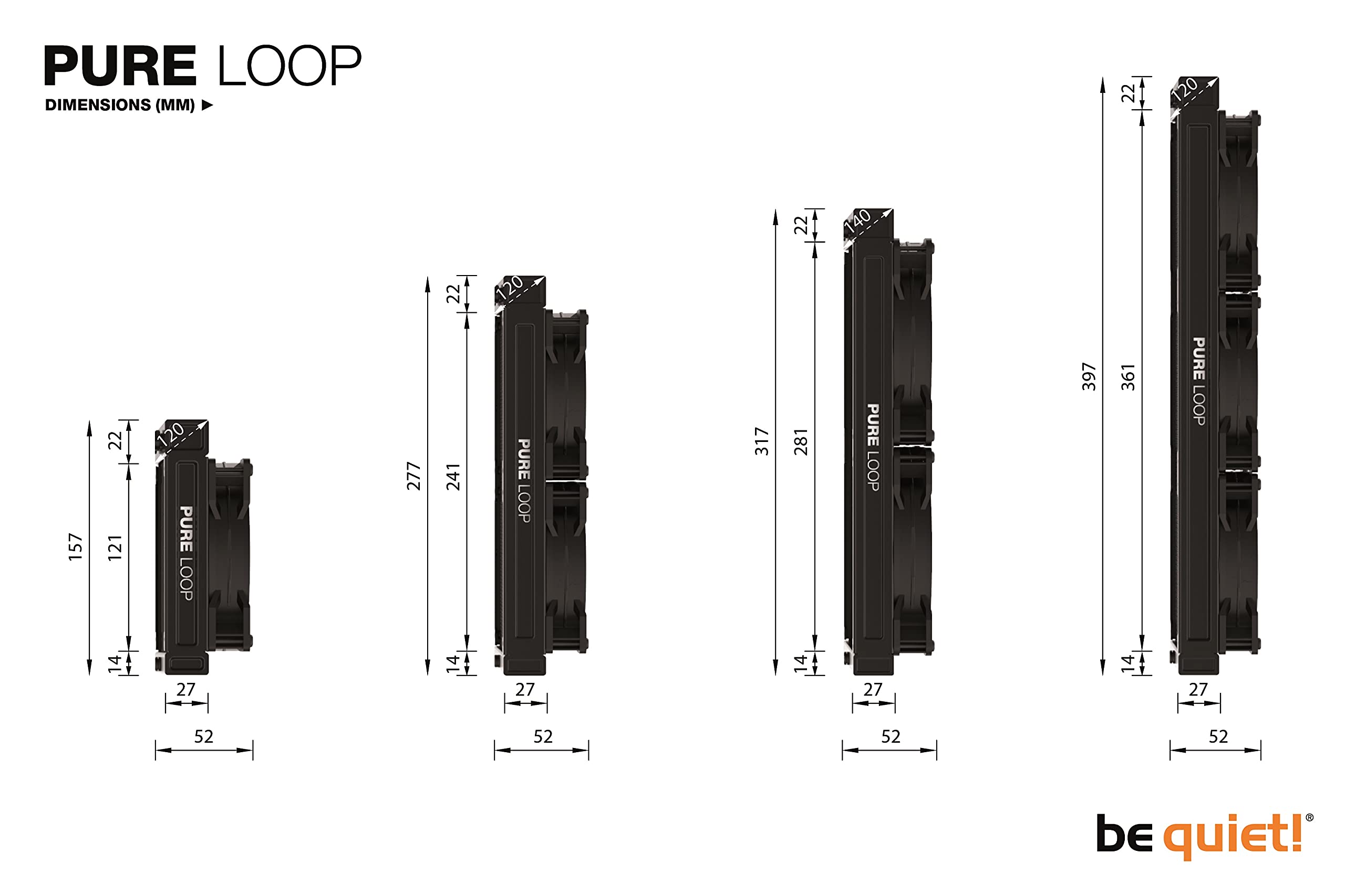 be quiet! Pure Loop 280mm All-in-One Water Cooling System | Intel 1700 1200 2066 1150 1151 1155 2011 Square ILM | AMD4 AMD5 | BW007