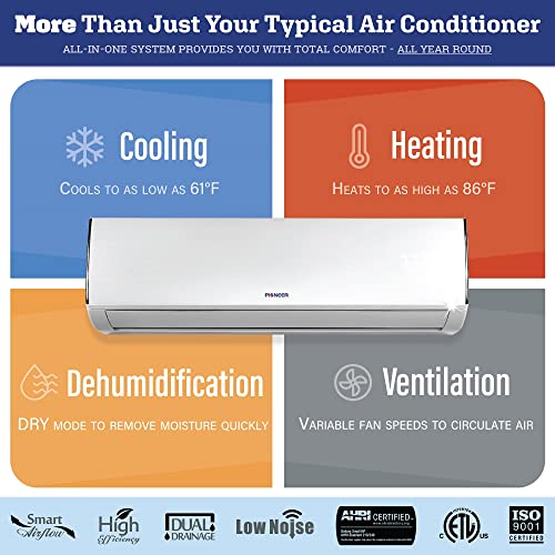 PIONEER Diamante Series Ductless Mini-Split Air Conditioner Inverter Heat Pump Full Set with 16 Ft. Kit