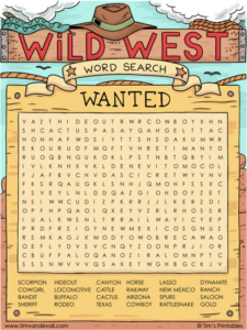 wild west word search