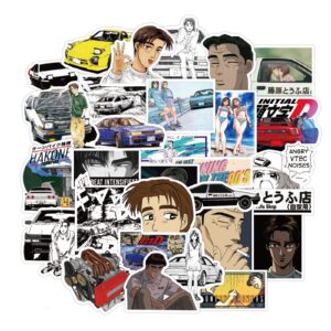 initial d anime stickers laptop stickers waterproof skateboard snowboard car bicycle luggage decal 50pcs pack (initial d)