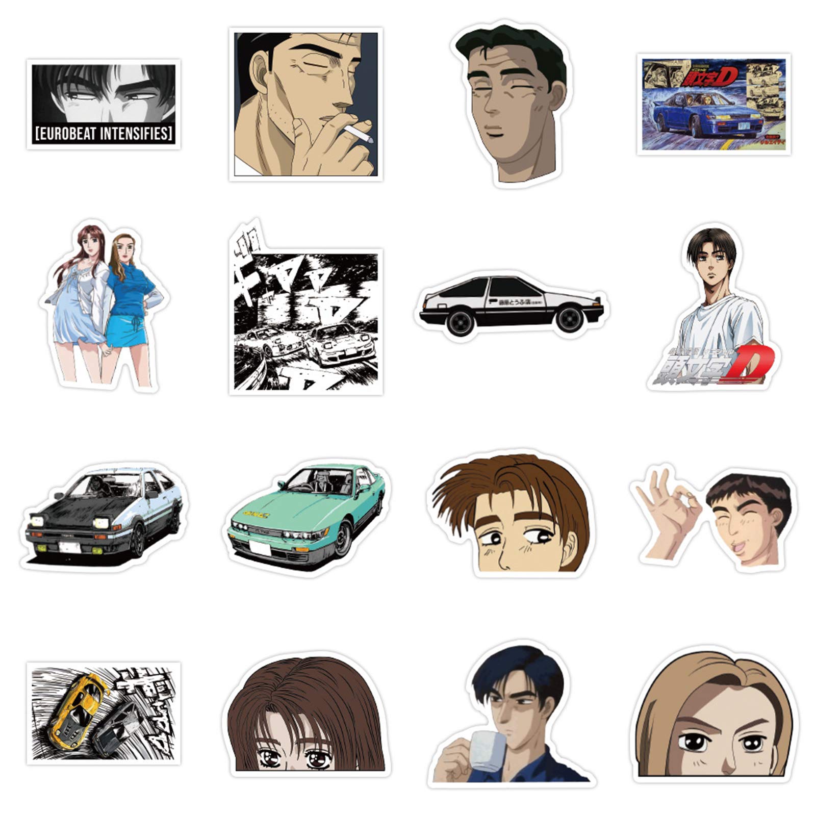 Initial D Anime Stickers Laptop Stickers Waterproof Skateboard Snowboard Car Bicycle Luggage Decal 50pcs Pack (Initial D)