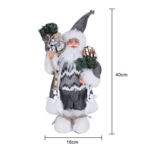 ITODA Christmas Plush Decor Dolls Standing Shelf Santa Claus Figurine, Flannel Robe with Sack Holiday Xmas Party Flexible Ornaments Stuffed Decor for Home Office Table