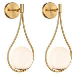 holkirt mid-century modern wall sconces bathroom globe vanity light fixture brass set of 2