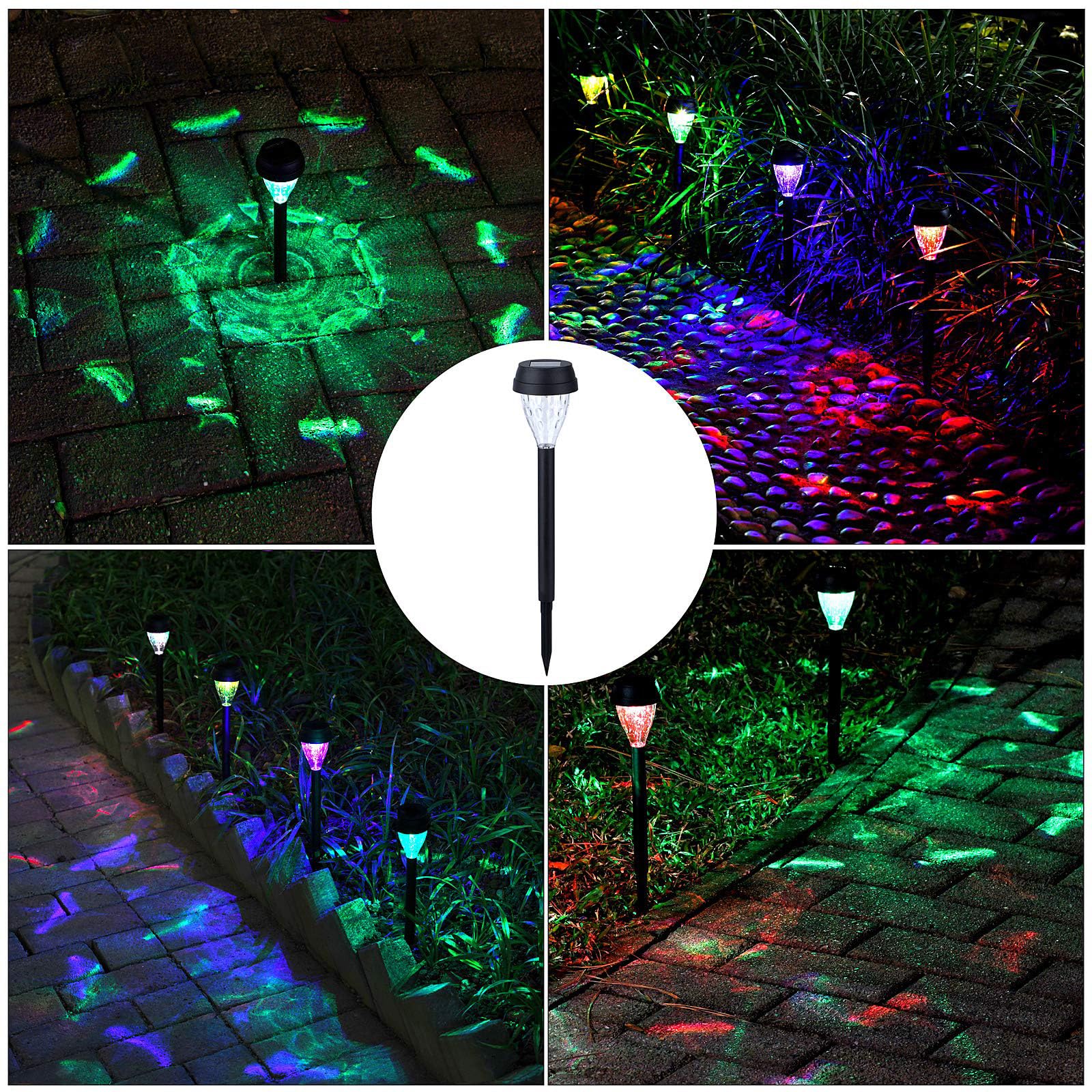 TWINSLUXES 12 Pack Solar Pathway Lights,Color Changing Outdoor Waterproof Garden Lights LED Landscape Lighting Up to 12 Hrs Long Auto On/Off Dusk to Dawn for Sidewalk,Lawn, Patio, Yard…