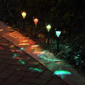 TWINSLUXES 12 Pack Solar Pathway Lights,Color Changing Outdoor Waterproof Garden Lights LED Landscape Lighting Up to 12 Hrs Long Auto On/Off Dusk to Dawn for Sidewalk,Lawn, Patio, Yard…