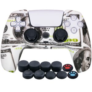 yorha water transfer printing silicone thickened cover skin case for ps5 controller x 1(us dollars) with thumb grips x 10