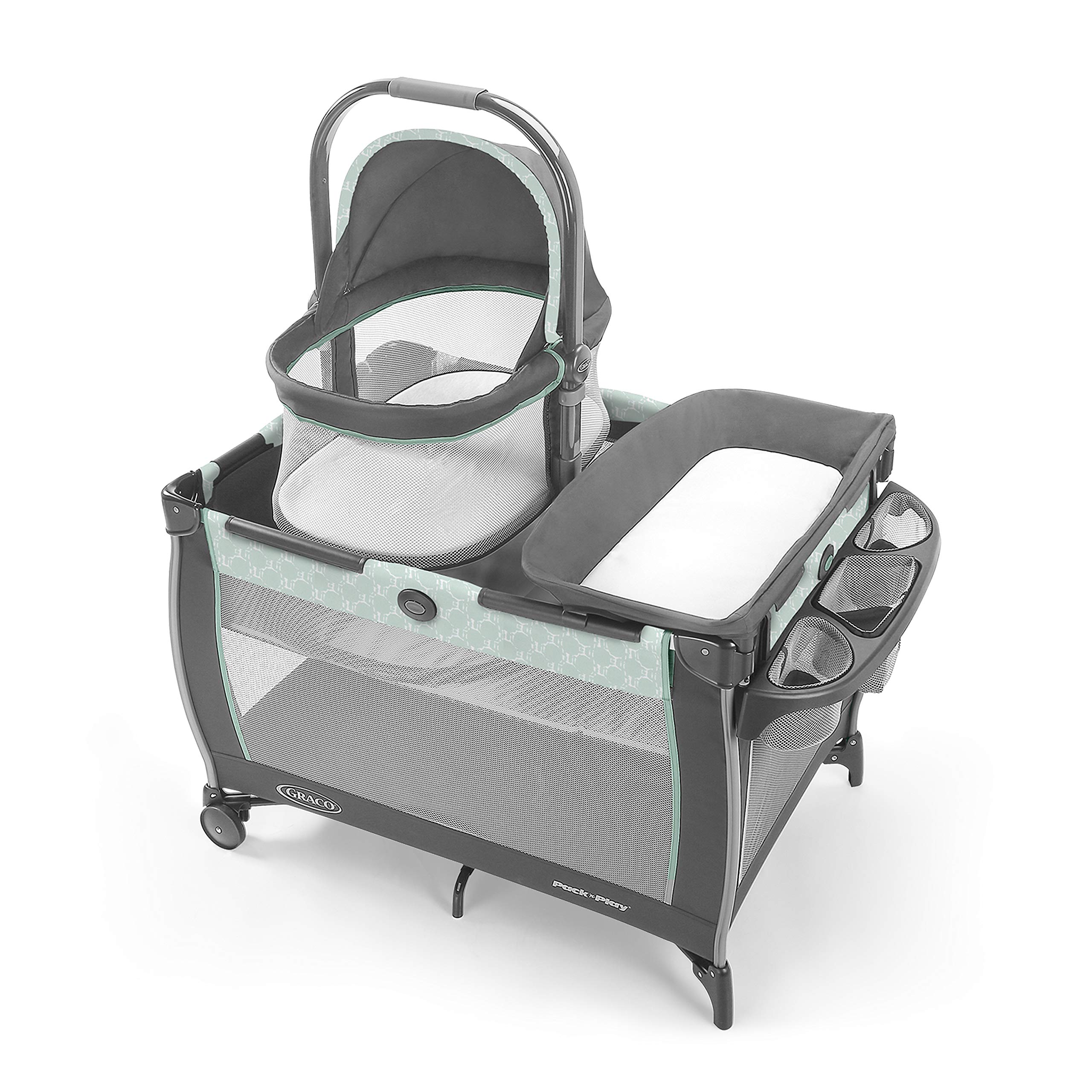 Graco Pack 'n Play Day2Dream Bassinet Playard | Features Portable Bedside Bassinet, Diaper Changer, and More, Mills