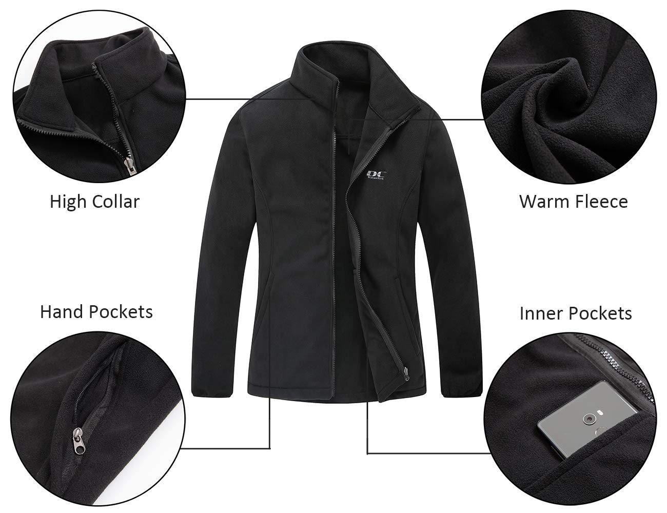 Diamond Candy Womens Winter Coat Waterproof Rain Jacket for Ski, 3 in 1 Fleece Jacket with Hood