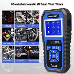 KONNWEI KW450 All System OBD2 Scanner with 9 Special Functions for VAG Vehicles Diagnosis Code Reader Oil SAS EPB TPS Reset Injector Coding DPF Lamp Adjust Suspension Scan Tool