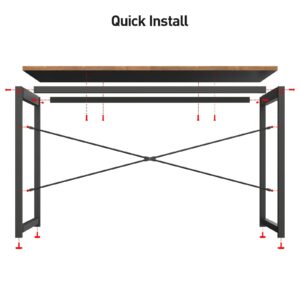 SINKCOL Computer Desk 47 inch Home Office Writing Study Desk, Easy to Assemble, Brown