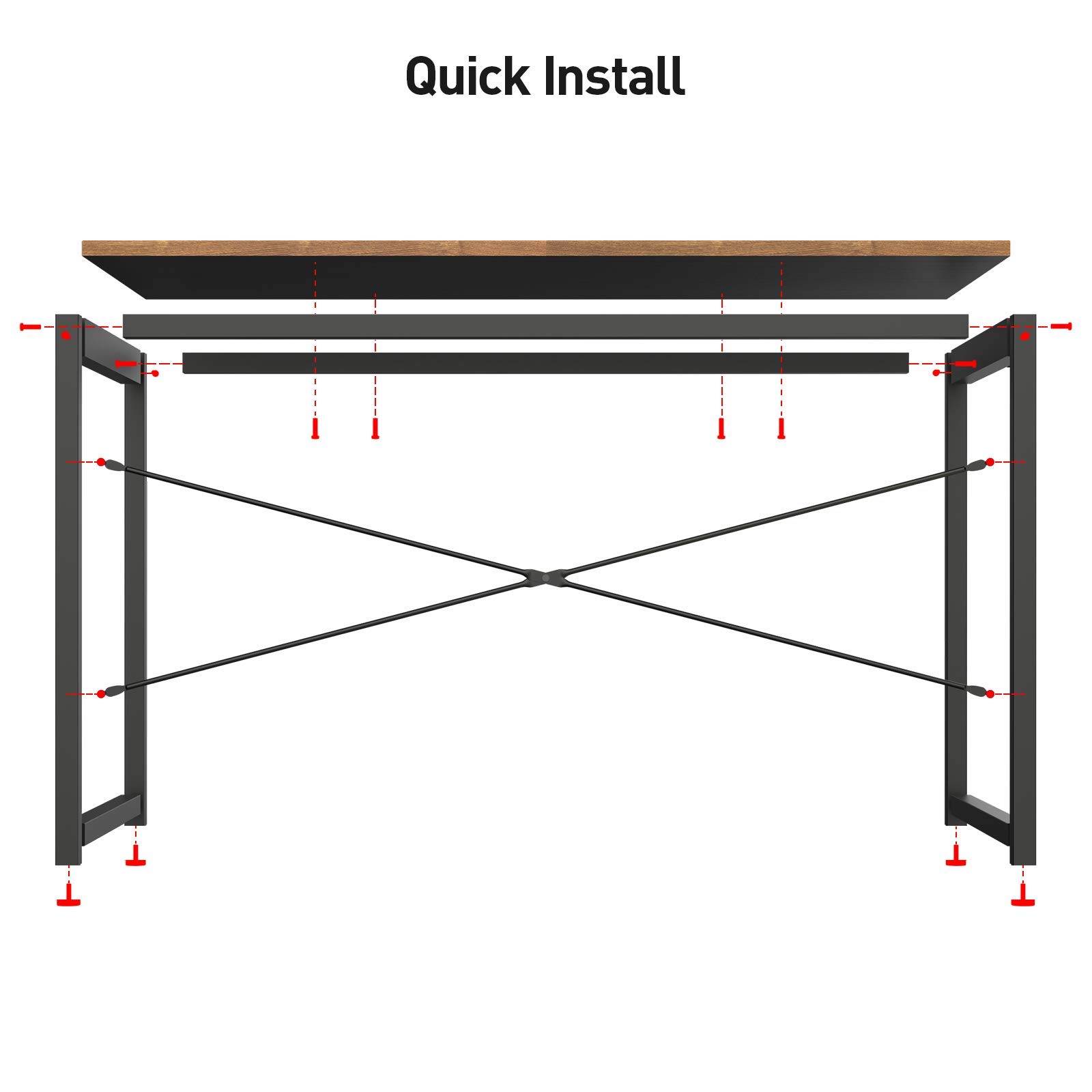 SINKCOL Computer Desk 47 inch Home Office Writing Study Desk, Easy to Assemble, Brown