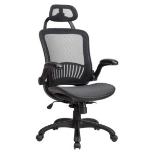 hcb office chair desk chair high back mesh chair ergonomic computer chairs with adjustable headrest flip up arms backrest lumbar support 360 degree rolling swivel for adults men and women (black)