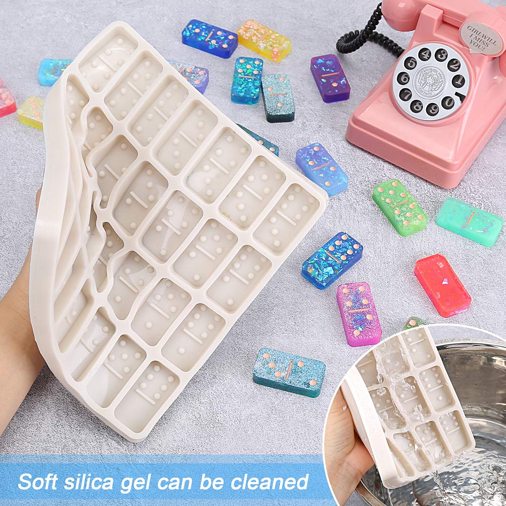 Professional Domino Molds for Resin Casting, Jumbo Silicone Dominoes Mold 28 Cavities, Baking Molds – Flexible and Non-Stick Design – Ideal for Chocolate Bar Mold, Soap, Jelly, Cake Ornaments