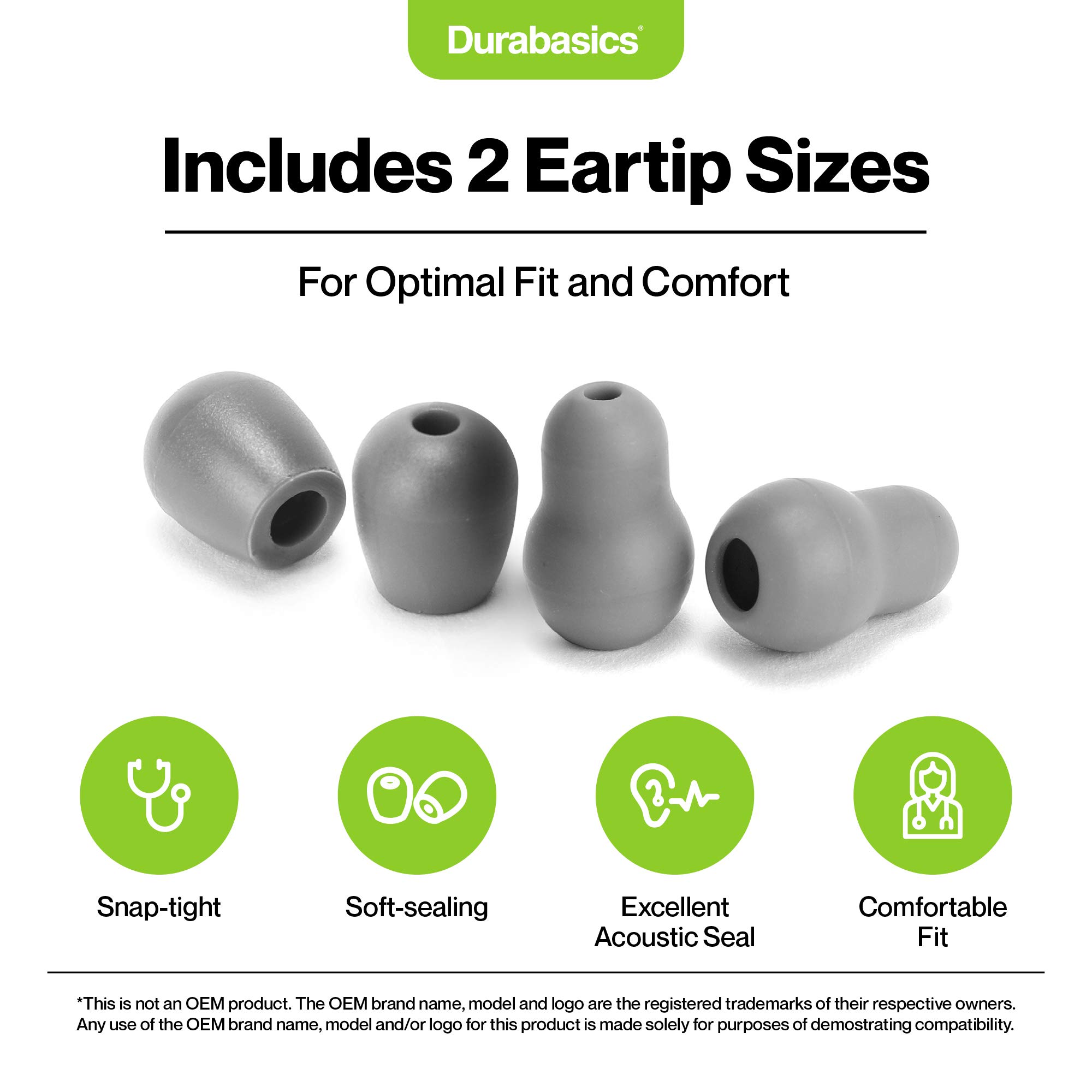 Durabasics Stethoscope Ear Tips Replacement for Littmann Stethoscopes - Compatible with Littman Ear Tips Replacement, Stethoscope Ear Pieces, Littmann Stethoscope Parts & Cardiology IV Parts - Grey