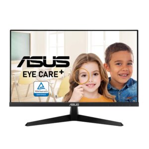 asus vy249he 23.8” eye care monitor, 1080p full hd, 75hz, ips, adaptive-sync/sync, eye care plus, color augmentation, rest reminder, hdmi vga, frameless, vesa wall mountable, black