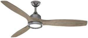 minka-aire f749l-gm/sg skyhawk 60" 3 blade ceiling fan in gun metal finish with seashore gray blades and led light