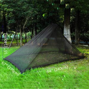 No-See-Um Camping Mosquito Net Bed Compact and Ultra-Light for Travel，Finest Holes Mesh 2000 Noseeum Netting for Camping and Hiking, Without Sleeping Mat (Double Brown Color)