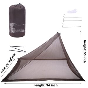 No-See-Um Camping Mosquito Net Bed Compact and Ultra-Light for Travel，Finest Holes Mesh 2000 Noseeum Netting for Camping and Hiking, Without Sleeping Mat (Double Brown Color)