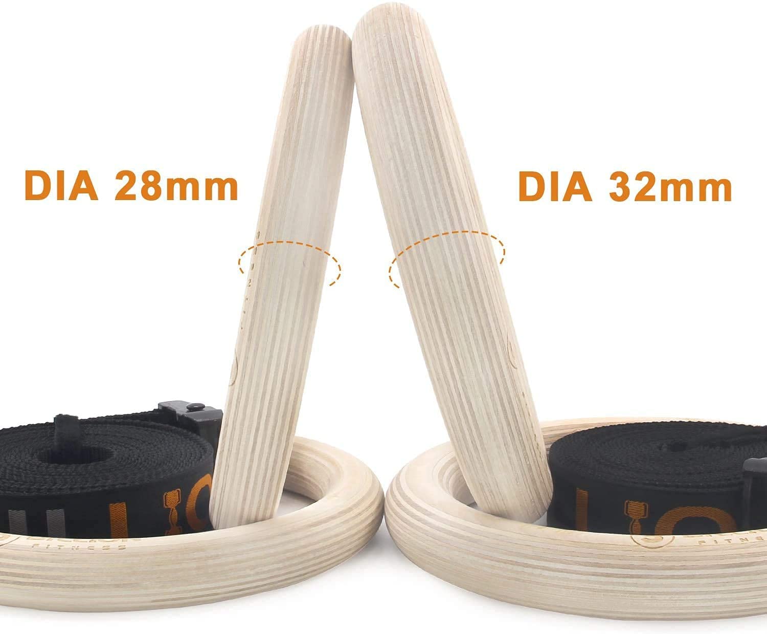 Wooden Gymnastic Rings 1.25"/32mm,5BILLION Olympic Rings with Adjustable Cam Buckle Straps 15ft,Wood Gym Rings for Home Gym Full Body Workout,1500lbs Supported