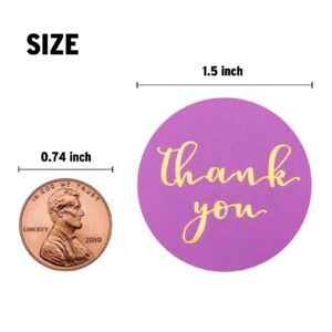 1.5'' Thank You Stickers, Adhesive Gold Font Thank You Stickers Labels, Round Small Business Stickers, Ideal for Bakery, Boutiques,Retailers & Small Business Owners, 500 Labels Per Roll