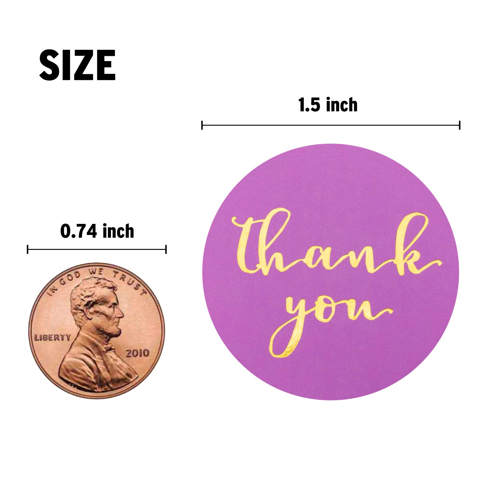 1.5'' Thank You Stickers, Adhesive Gold Font Thank You Stickers Labels, Round Small Business Stickers, Ideal for Bakery, Boutiques,Retailers & Small Business Owners, 500 Labels Per Roll