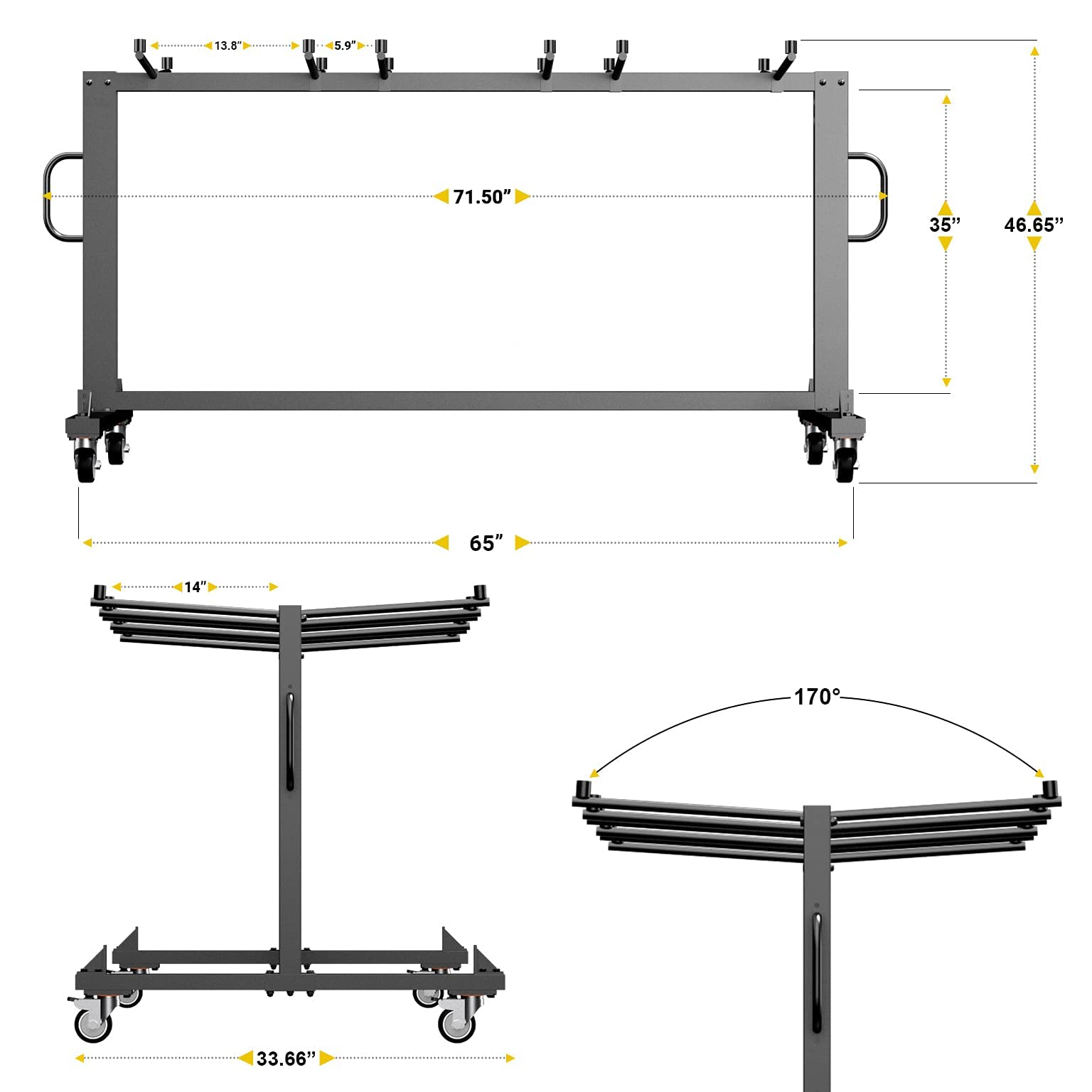 UPGORILO Folding Table and Chairs Cart - Innovative Mobile Chair Dolly, 42 Folding Chairs Capacity, Heavy Duty Metal Folding Chair Rack with Rubber Locking Wheels