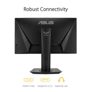 ASUS TUF Gaming VG259QR 24.5” Gaming Monitor, 1080P Full HD, 165Hz (Supports 144Hz), 1ms, Extreme Low Motion Blur, G-SYNC ready, Eye Care, DisplayPort HDMI, Shadow Boost, Height Adjustable,Black