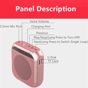 Portable Voice Amplifier with Wired Microphone Headset Rechargeable PA System Speaker Personal Microphone Speech Amplifier Power Amplifiers Loudspeaker for Teachers/Metting/Tour Guide (Rose Gold)