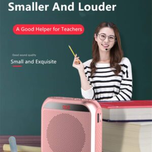 Portable Voice Amplifier with Wired Microphone Headset Rechargeable PA System Speaker Personal Microphone Speech Amplifier Power Amplifiers Loudspeaker for Teachers/Metting/Tour Guide (Rose Gold)