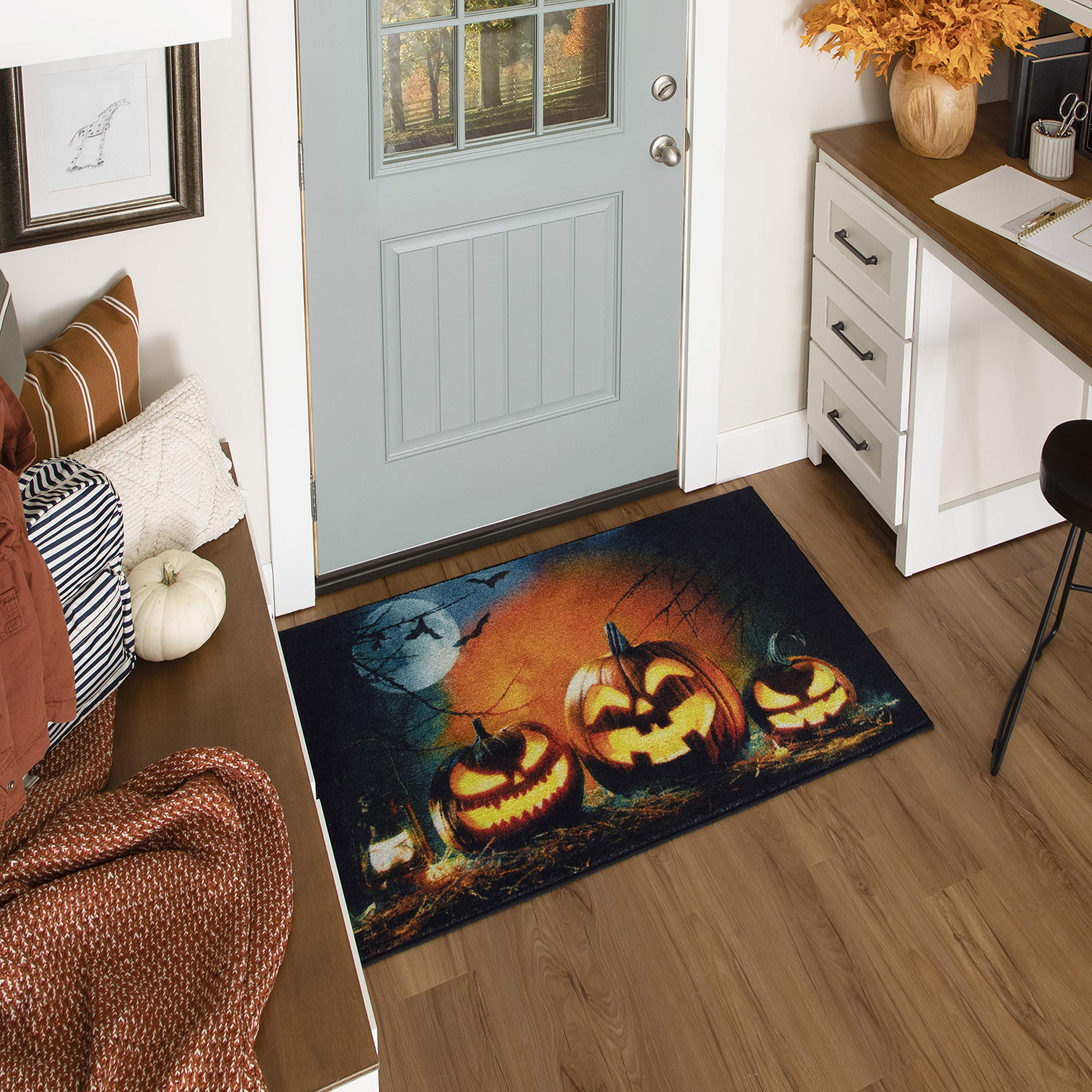 Mohawk Home Halloween Kitchen Mat, Glowing Jacks Multi (2' 6" x 4' 2")