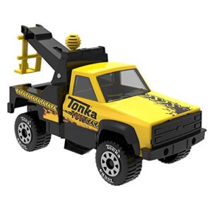 tonka steel classics, tow truck – made with steel and sturdy plastic, yellow friction powered, boys and girls, toddlers ages 3+, big construction vehicle, birthday gift, christmas, holiday