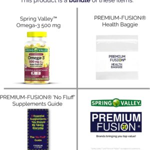 Omega-3 Fish Oil Softgels, 500 mg, DHA, EPA, 60 ct. + Vitamin Pouch and Guide to Supplements