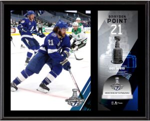 brayden point tampa bay lightning 2020 stanley cup champions 12'' x 15'' sublimated plaque with game-used ice from the 2020 stanley cup final - limited edition of 813 - nhl game used ice collages