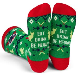 lavley funny holiday socks for adults and teens (gifts for christmas, thanksgiving, valentine's day, halloween) (us, alpha, one size, regular, regular, xmas cat)