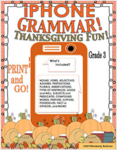 thanksgiving i phone grammar no prep printables