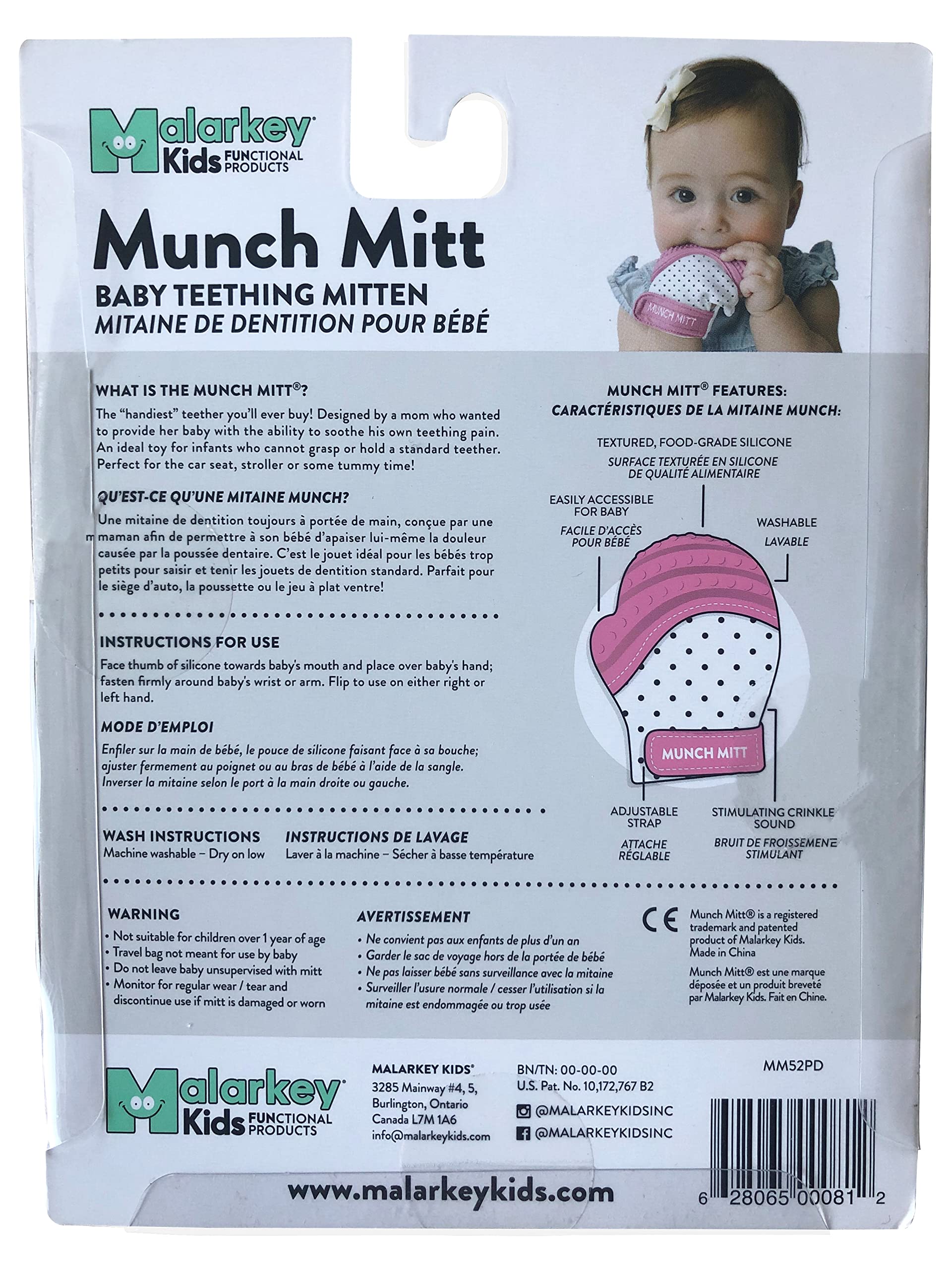 Malarkey Kids Baby Teething Mitten, Munch Mitt Baby Chew Toy - Protects Hands from Chewing & Saliva, Heals Aching Gums, Promotes Sound & Visual Stimulation for Babies Up to 1-Year-Old (Night Forest)