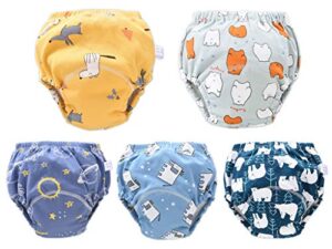 ctskyte baby boys' girls 5 pack toddler potty padded pure cotton pee training underpants waterproof underwears 100 yellow animal star bear elephant