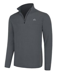 willit men's fleece golf pullover sweaters quarter-zip hiking 1/4 zip thermal jacket lightweight gray m