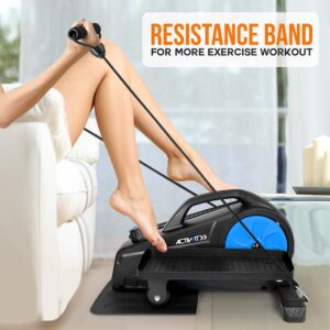 SereneLife Elliptical Under Desk Exercise Equipment - Compact Ergonomic Seated Under Desk Exercise Elliptical Machine Mini Exerciser w/ 8 Resistance Level, LCD Monitor - Resistance Band SLEPL9