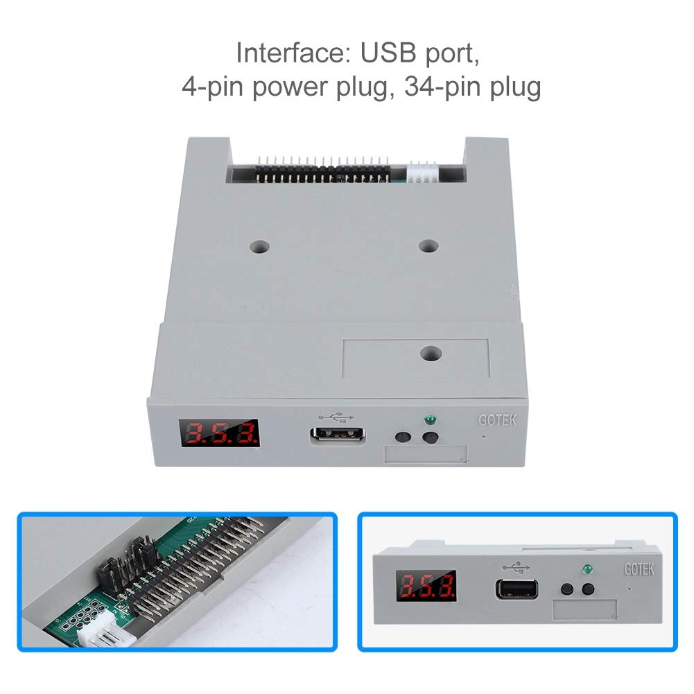 Sutinna USB Floppy Drive Emulator, SFR1M44-U100 3.5in 1.44MB USB SSD Floppy Drive Emulator Built-in Memory Plug and Play for Industrial Control Device