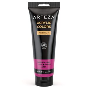 arteza acrylic paint, magenta light color 8.45 oz/250 ml tube, rich pigment, non fading, non toxic, single color paint for artists & hobby painters